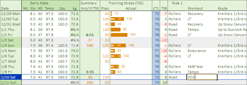 Excel-Based Training Diary – Heather & Uhl Albert